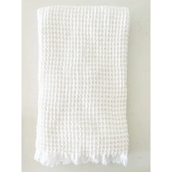 Anaya Turkish Cotton Waffle Bath Towels - White