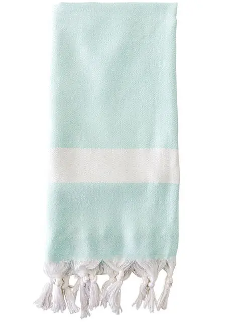 Anaya Charleston Stripe Turkish Cotton Beach Towel - Aqua