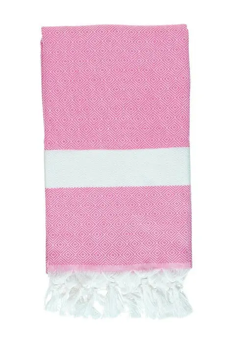 Anaya Charleston Stripe Turkish Cotton Beach Towel - Bright Pink