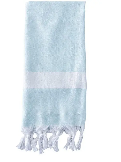 Anaya Charleston Stripe Turkish Cotton Beach Towel - Sky Blue