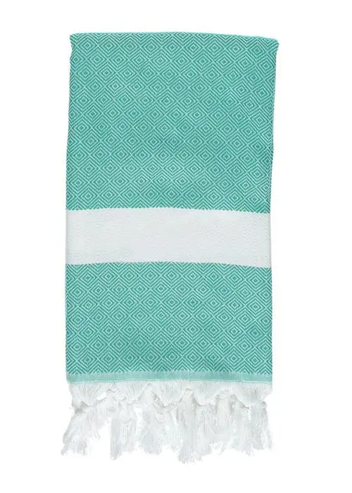 Anaya Charleston Stripe Turkish Cotton Beach Towel - Turquoise