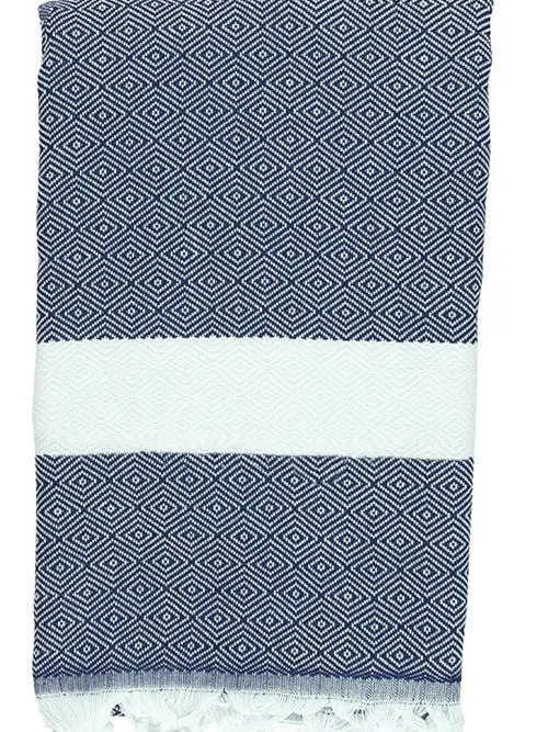 Anaya Charleston Stripe Turkish Cotton Beach Towel - Turquoise