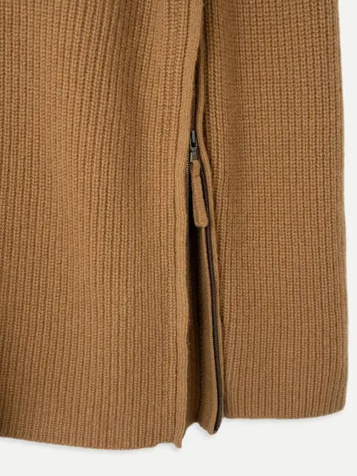GOBI MONGOLIAN CASHMERE Cashmere Sweater With Side Zippers - Almond