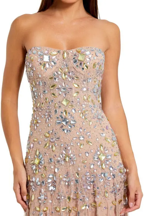 Mac Duggal Strapless Sweetheart Embellished Net Gown
