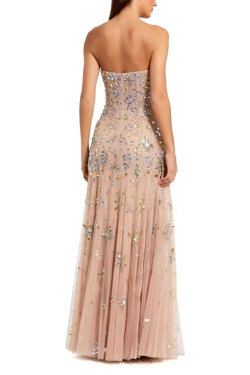 Mac Duggal Strapless Sweetheart Embellished Net Gown