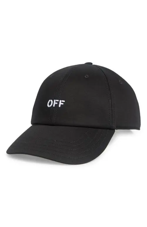 Off-White Embroidered Logo Cotton Drill Baseball Cap - Black - White