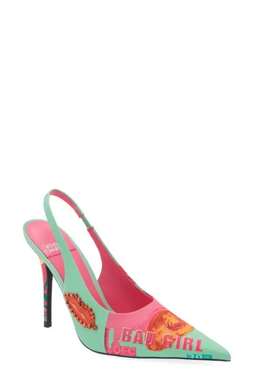 Jeffrey Campbell Surpass Slingback Pumps - Green Bad Girl Combo