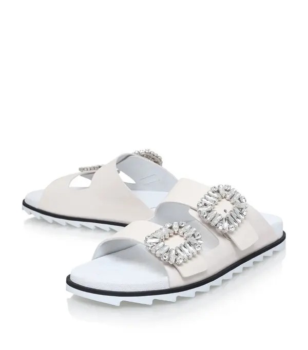 ROGER VIVIER Slidy Viv Buckle Slides - White