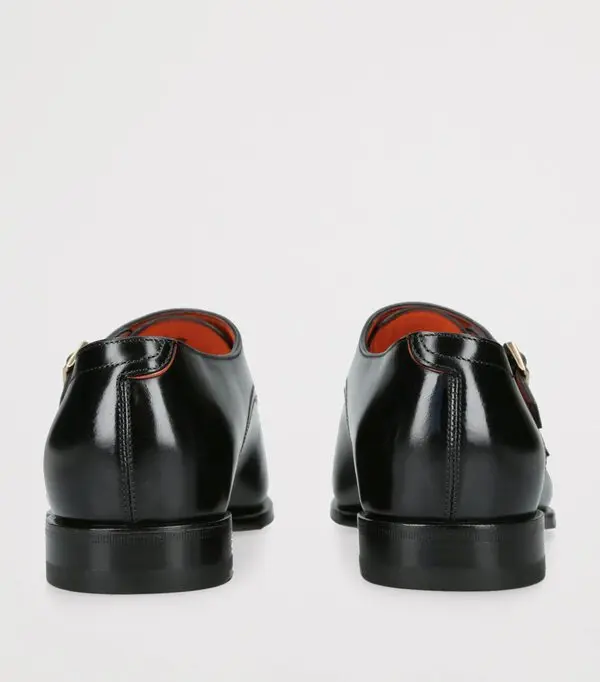 Santoni Leather Adrian Blake Monk Shoes - Black
