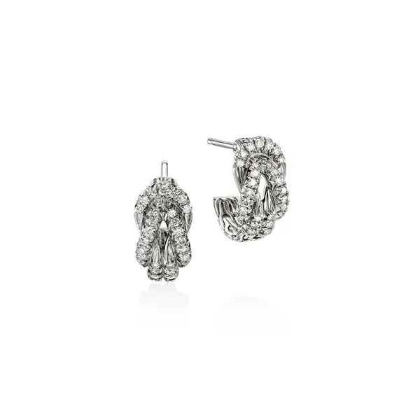 John Hardy Love Knot Diamond Earrings - Sterling Silver