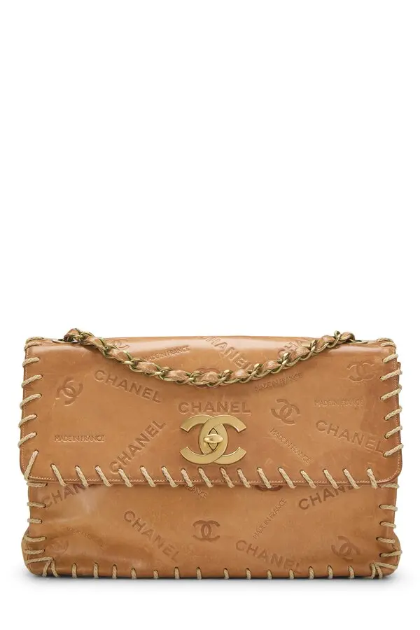 Chanel Debossed Logo Calfskin Half Flap Bag