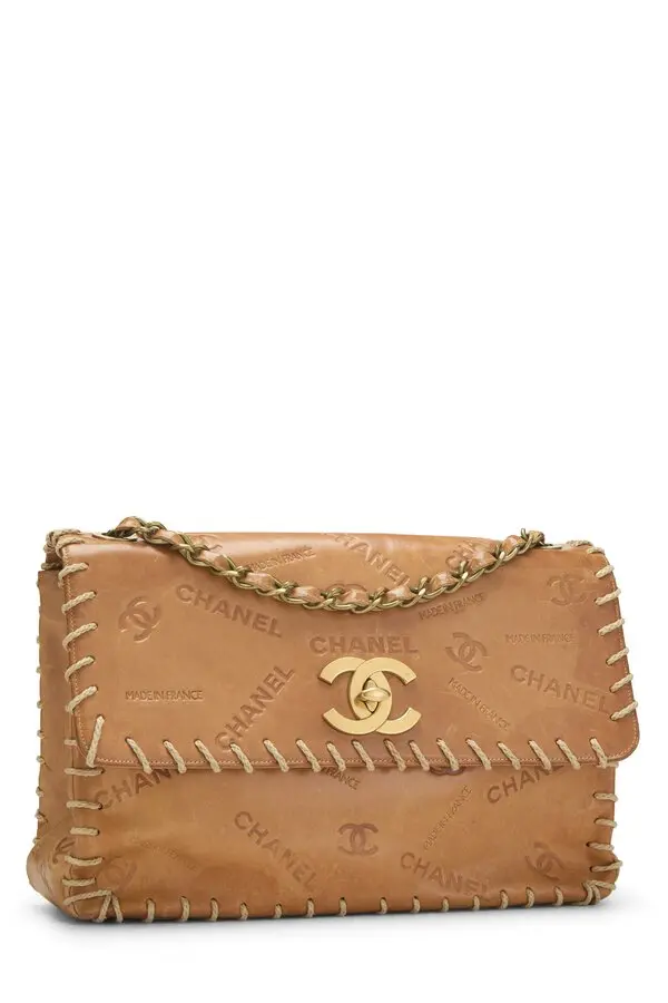 Chanel Debossed Logo Calfskin Half Flap Bag