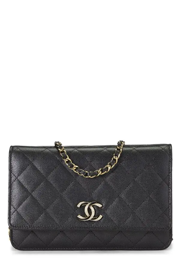 Chanel Caviar Wallet On Chain - Black