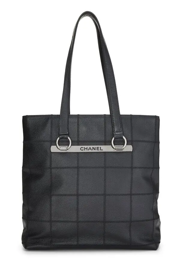 Chanel Quilted Calfskin Chocolate Bar Tote - Black