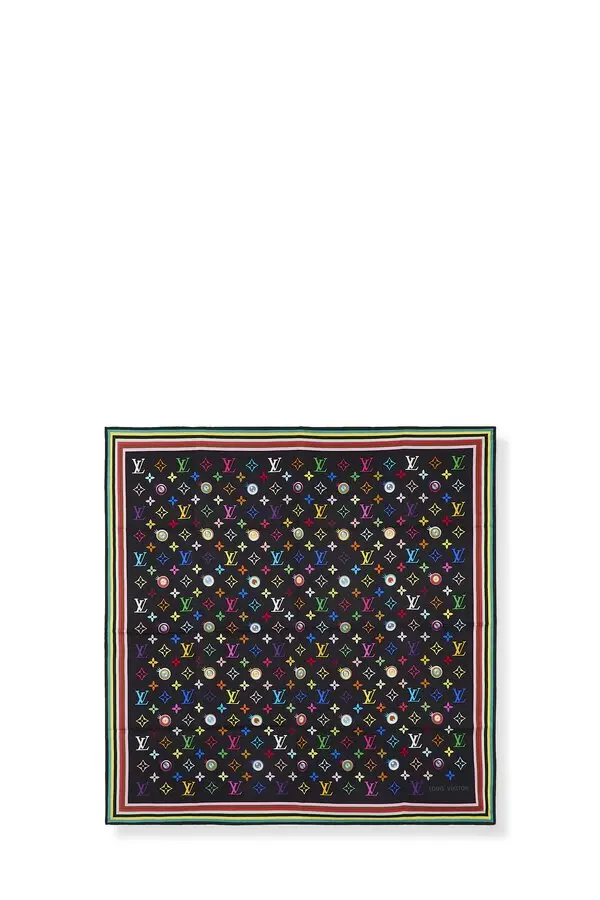 LOUIS VUITTON Takashi Murakami X Multicolore Silk Scarf Pm