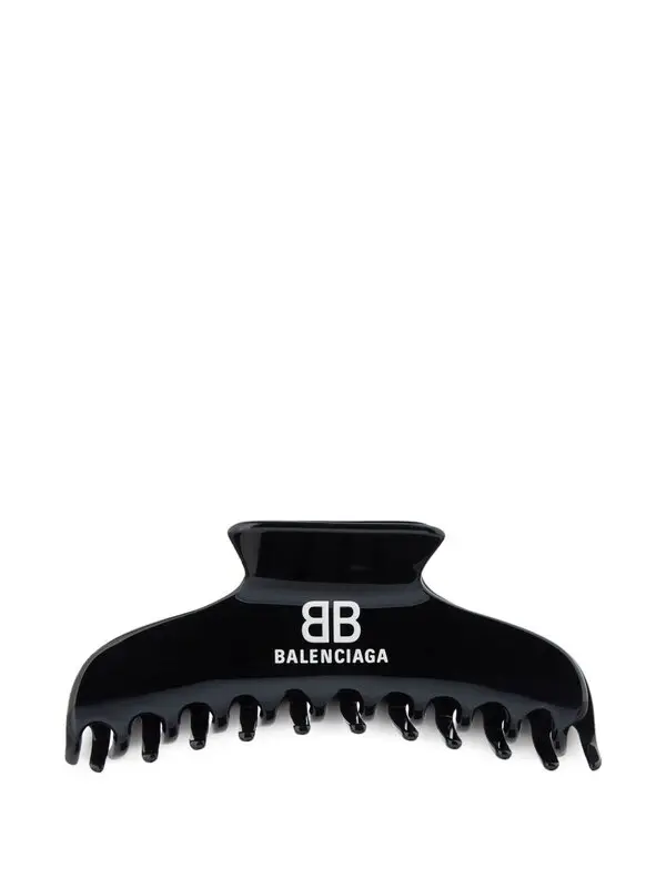 Balenciaga Logo-Print Claw Clip - Black | Editorialist