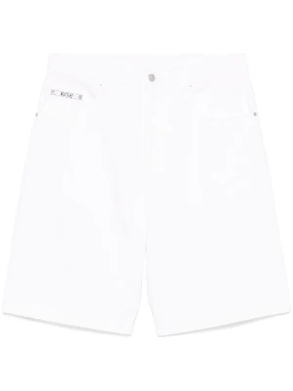 Moschino Embroidered-logo Denim Shorts - White