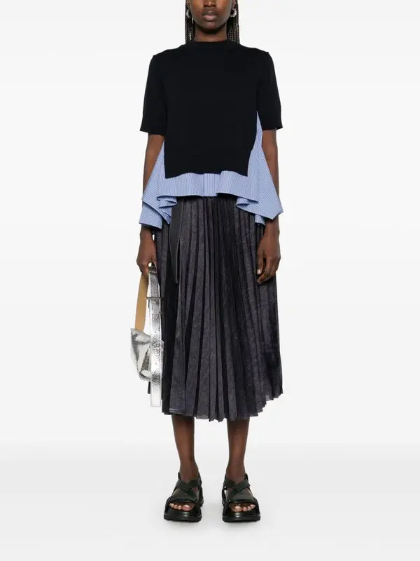 Sacai Plissé Midi Skirt - Blue