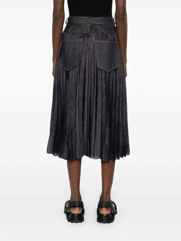 Sacai Plissé Midi Skirt - Blue