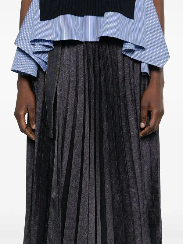 Sacai Plissé Midi Skirt - Blue