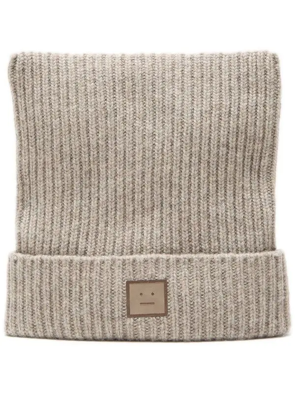 Acne Studios Face Logo Beanie - Neutrals