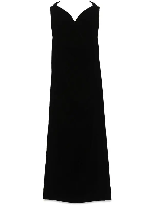 MUGLER Strapless Velvet Maxi Dress