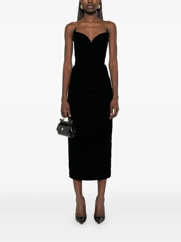 MUGLER Strapless Velvet Maxi Dress