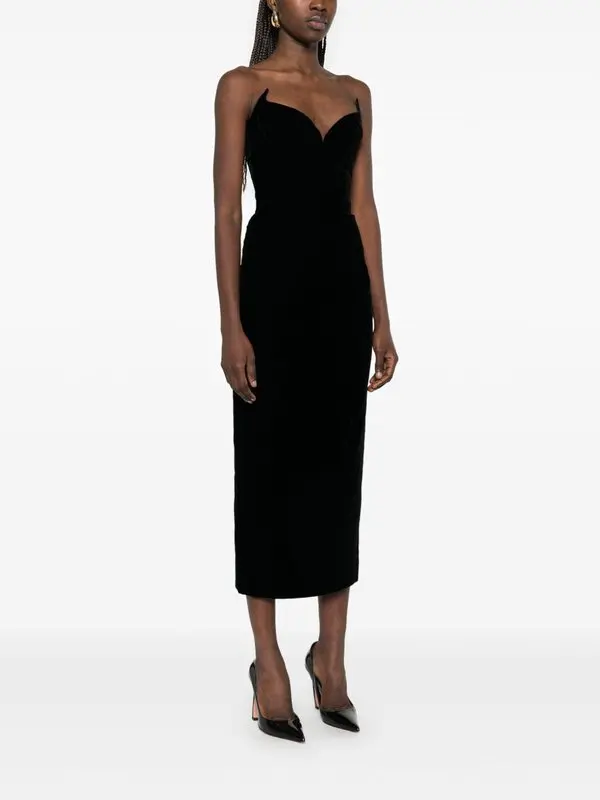 MUGLER Strapless Velvet Maxi Dress