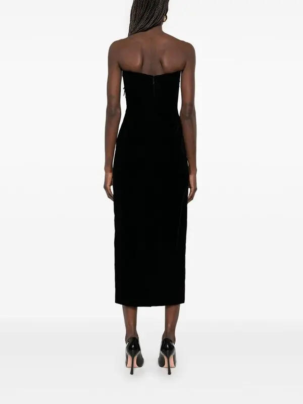 MUGLER Strapless Velvet Maxi Dress