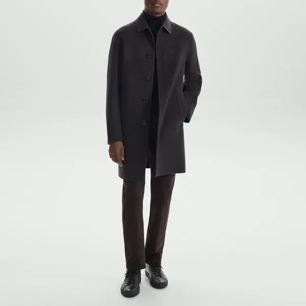 Theory Car Coat In Double-face Wool-cashmere - Hickory Melange