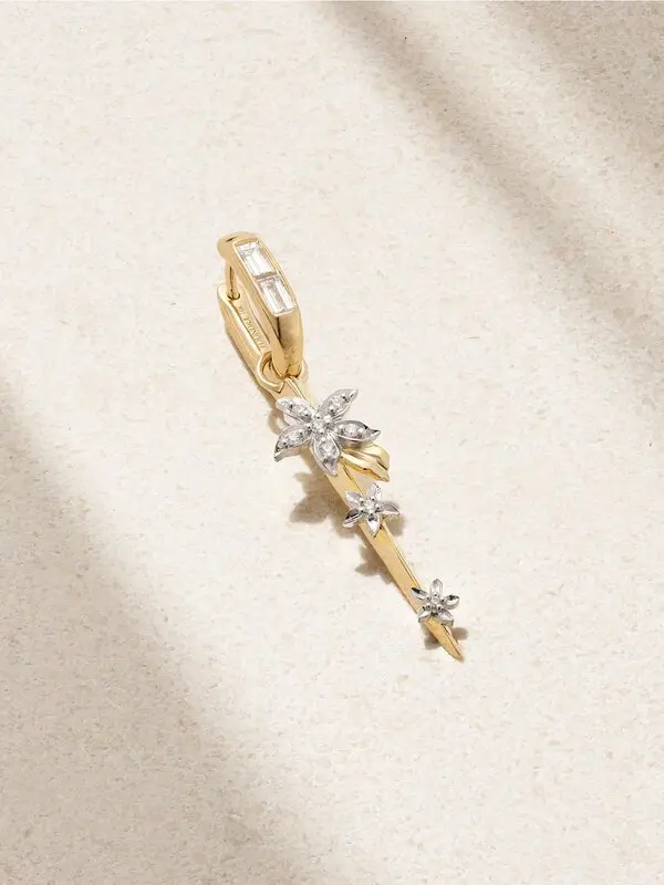 FOUNDRAE Blossoms Resilience Diamond Hoop Earring - Gold