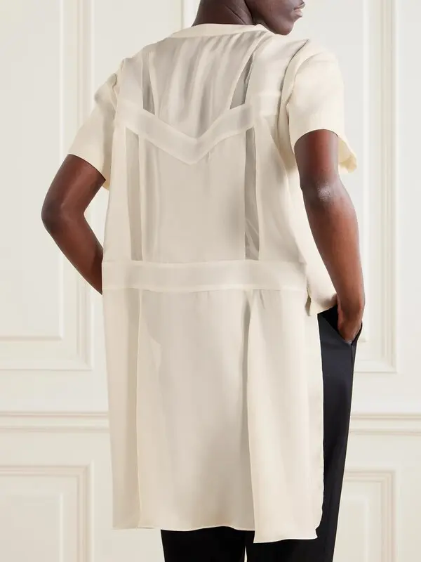 Sacai Layered Canvas And Chiffon T-shirt