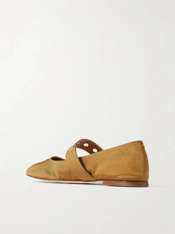 AeydĒ Uma Embellished Grosgrain Mary Jane Ballet Flats - Brown