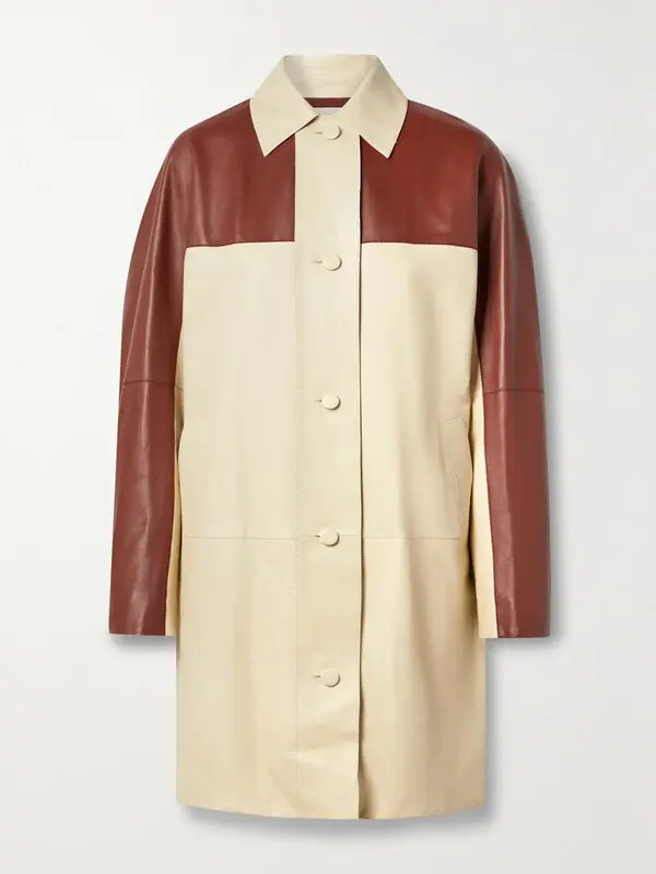 Lafayette 148 New York Oversized Two-tone Leather Jacket