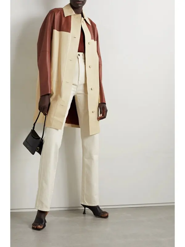 Lafayette 148 New York Oversized Two-tone Leather Jacket