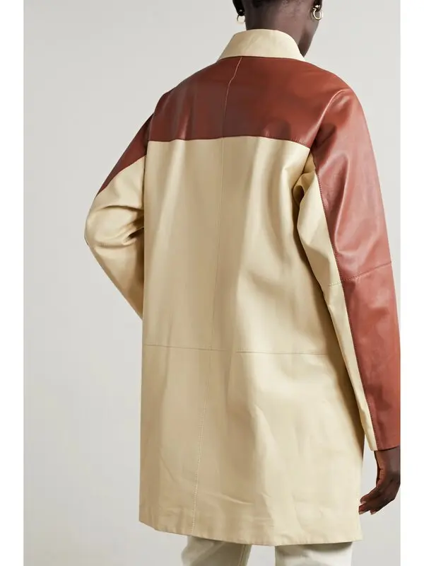 Lafayette 148 New York Oversized Two-tone Leather Jacket