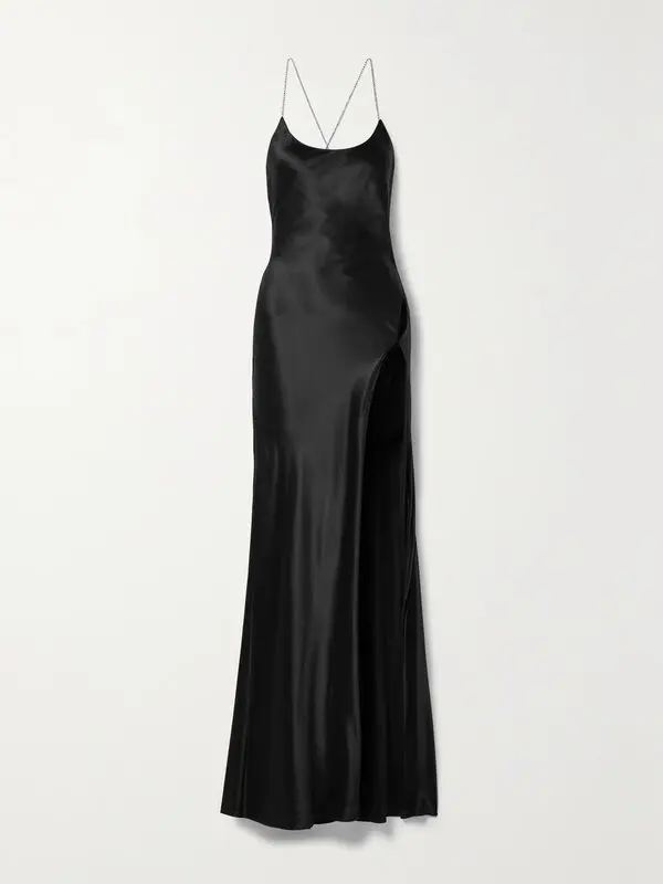 Michael Lo Sordo Crystal-embellished Silk-satin Gown