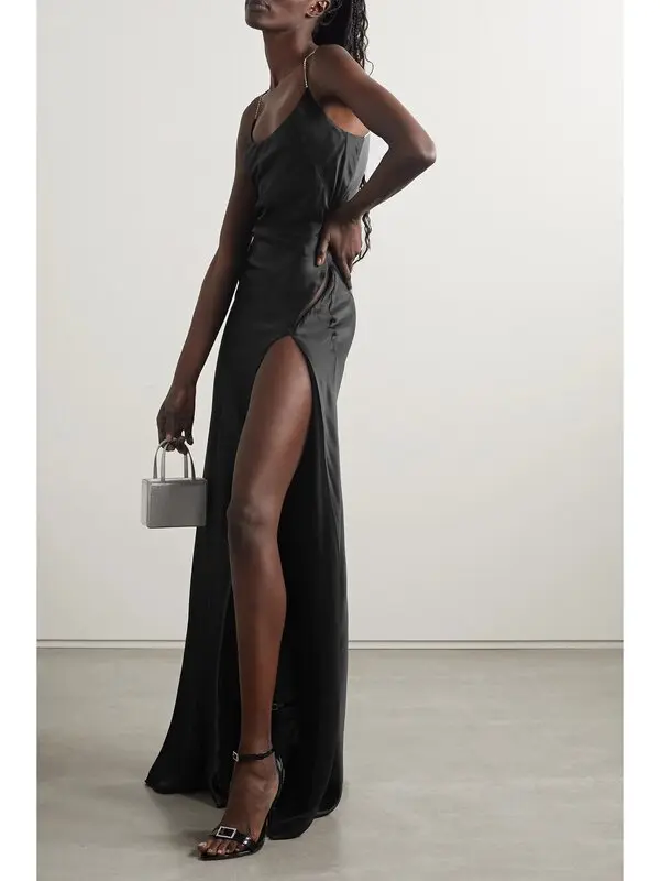 Michael Lo Sordo Crystal-embellished Silk-satin Gown