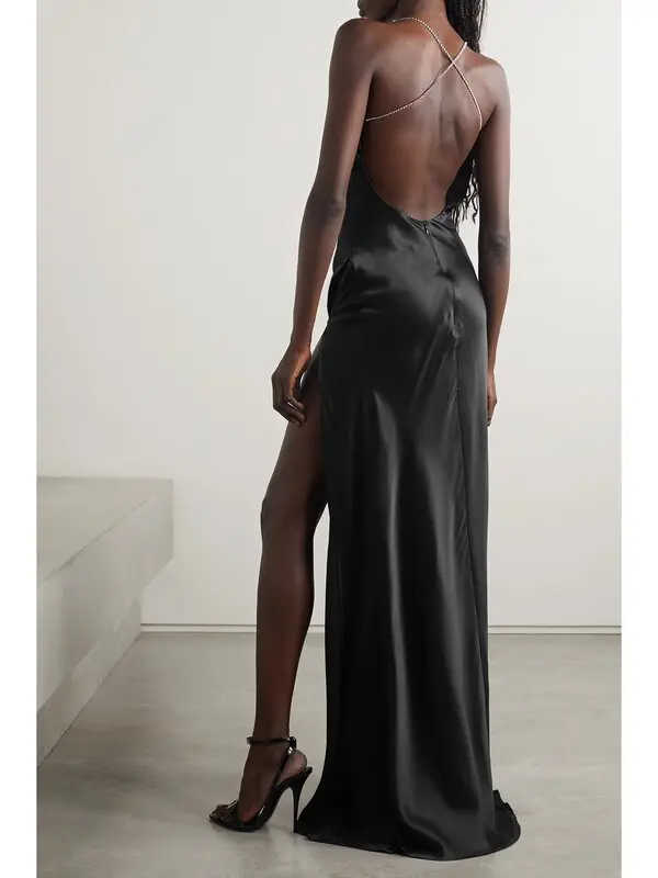 Michael Lo Sordo Crystal-embellished Silk-satin Gown
