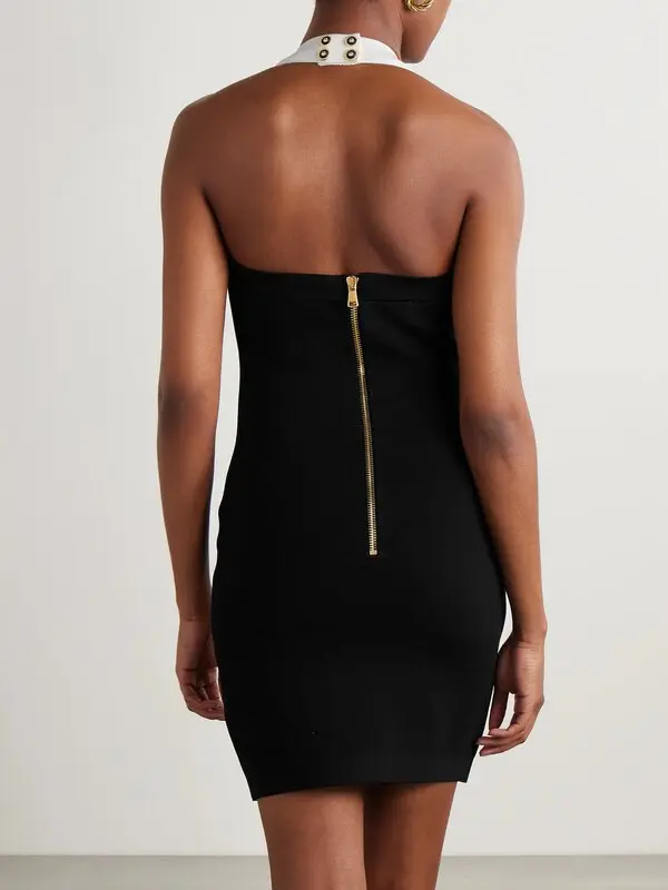 Balmain Button-embellished Knitted Mini Dress