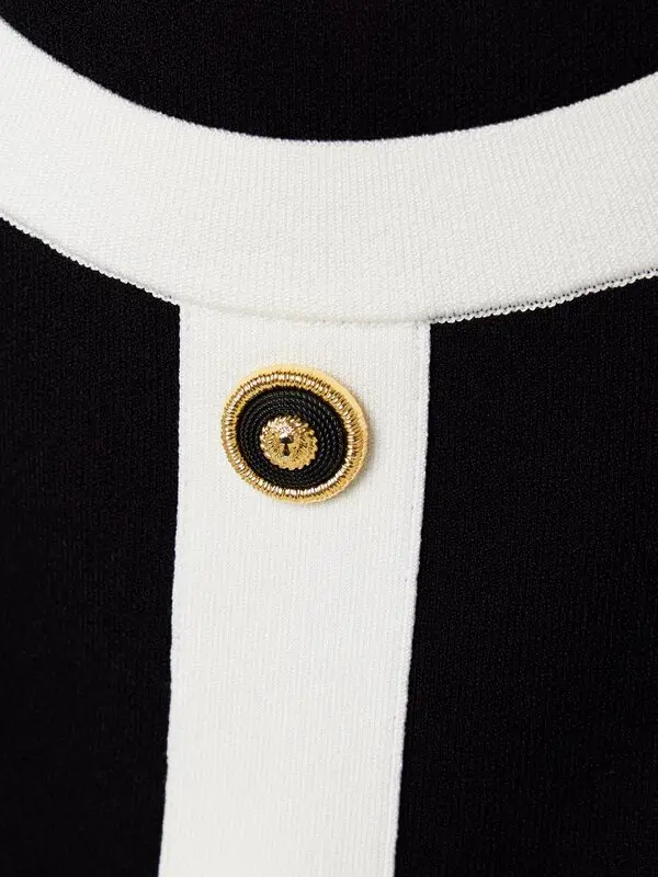 Balmain Button-embellished Knitted Mini Dress