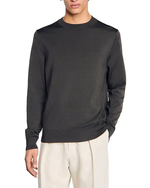 Sandro Fine Knit Sweater - Dark Khaki
