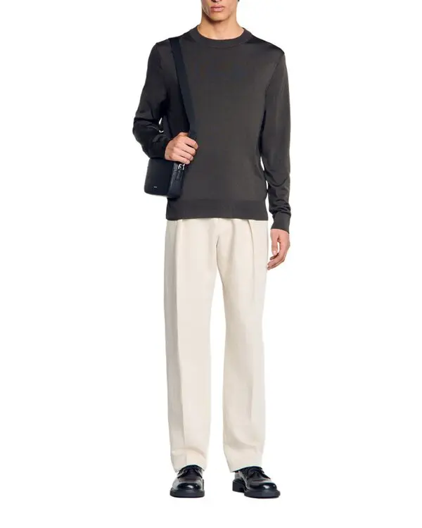 Sandro Fine Knit Sweater - Dark Khaki