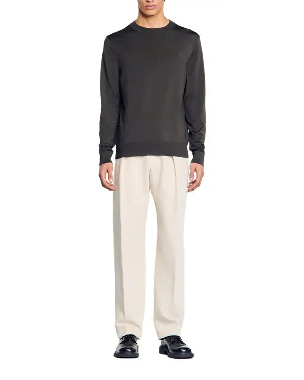 Sandro Fine Knit Sweater - Dark Khaki