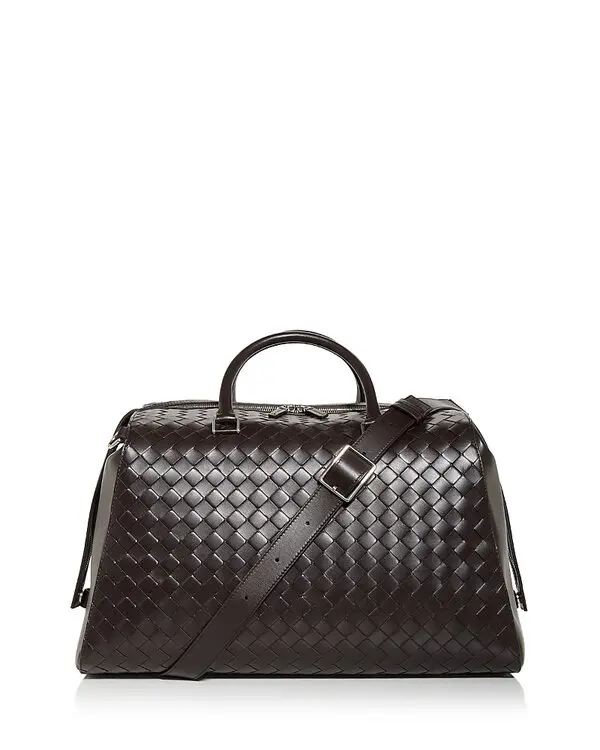 Bottega Veneta Zip Tape Intrecciato Leather Weekender Bag - Black