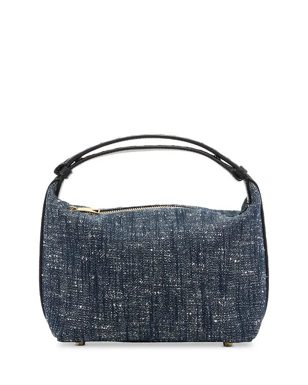 Bottega Veneta Wallace Denim Shoulder Bag - Navy White/space