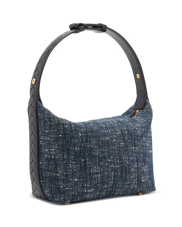 Bottega Veneta Wallace Denim Shoulder Bag - Navy White/space