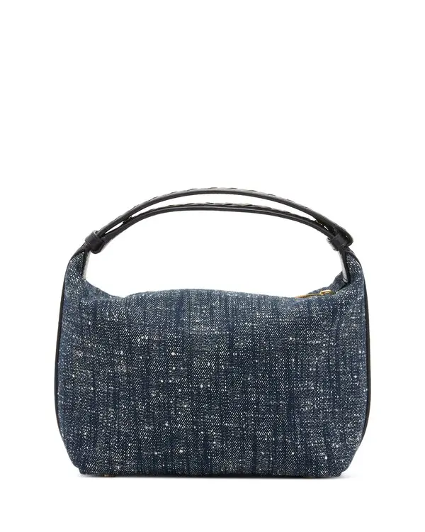 Bottega Veneta Wallace Denim Shoulder Bag - Navy White/space