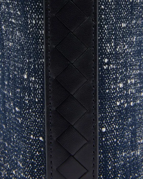 Bottega Veneta Wallace Denim Shoulder Bag - Navy White/space