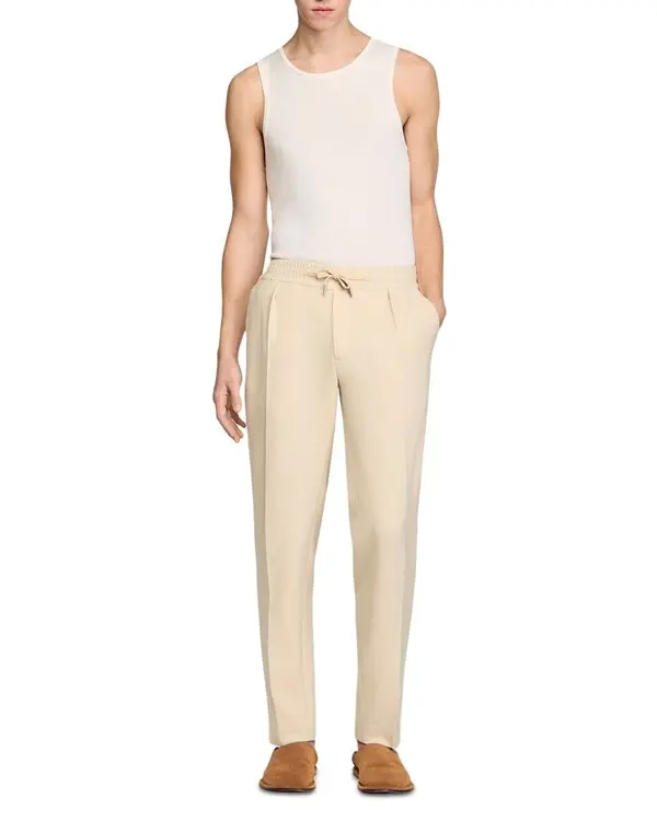 Sandro Straight Leg Drawstring Trousers - Oats